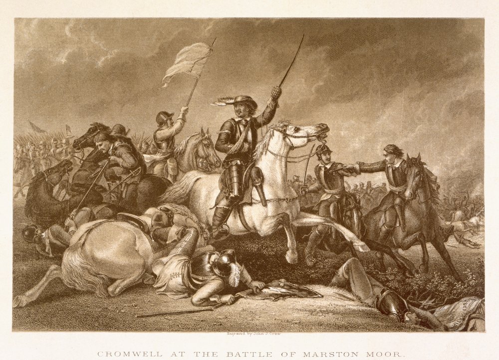 Cromwell leading the charge after being wounded in his right arm at the ...