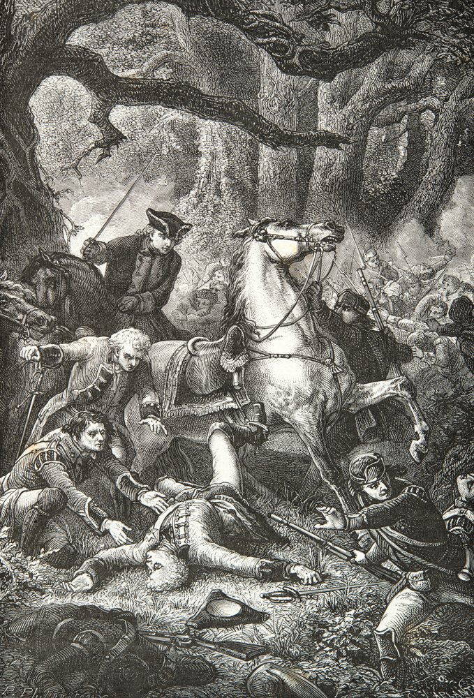 Death of General Edward Braddock at the Battle of Monongahela