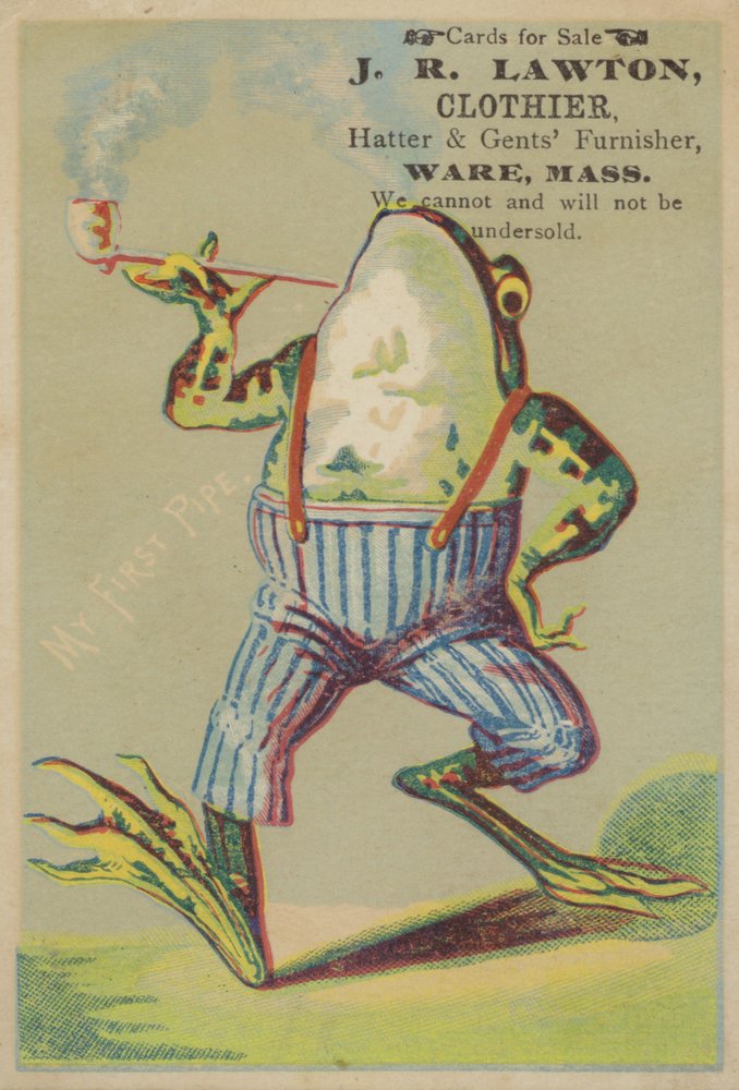 Dancing Frog with Pipe by American School: Fine art print