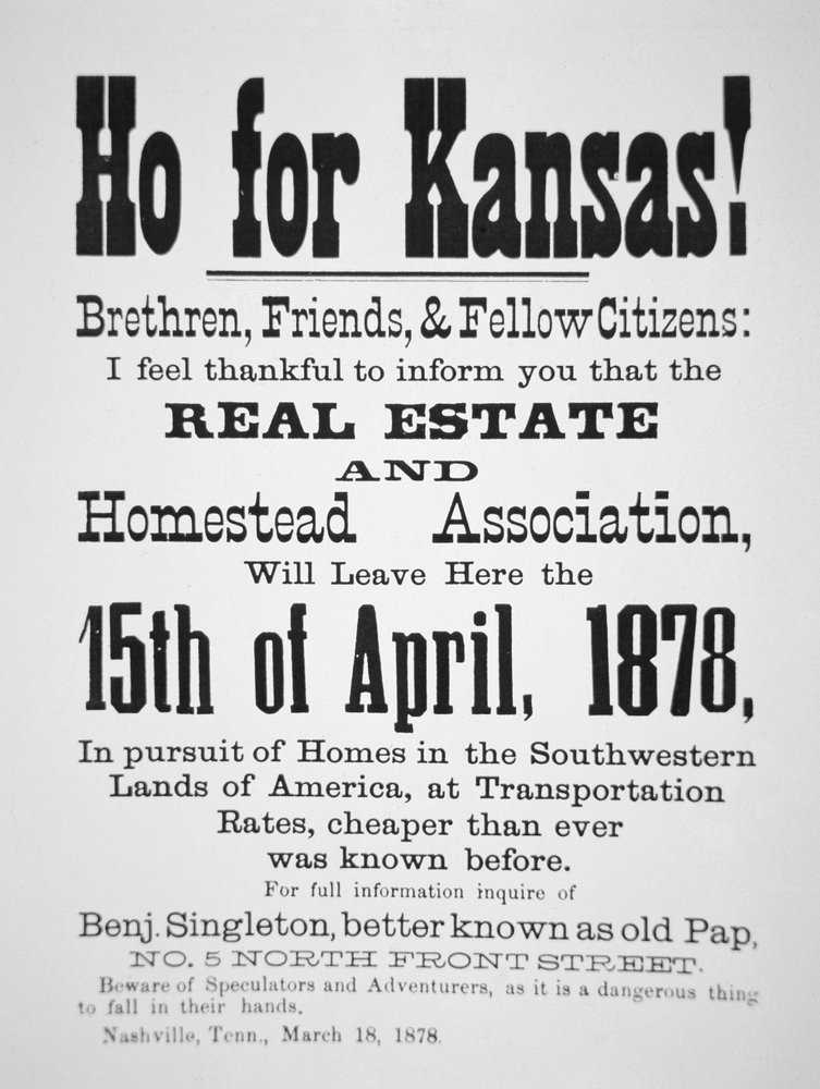 Poster issued by Benjamin 'Pap' Singleton by American School