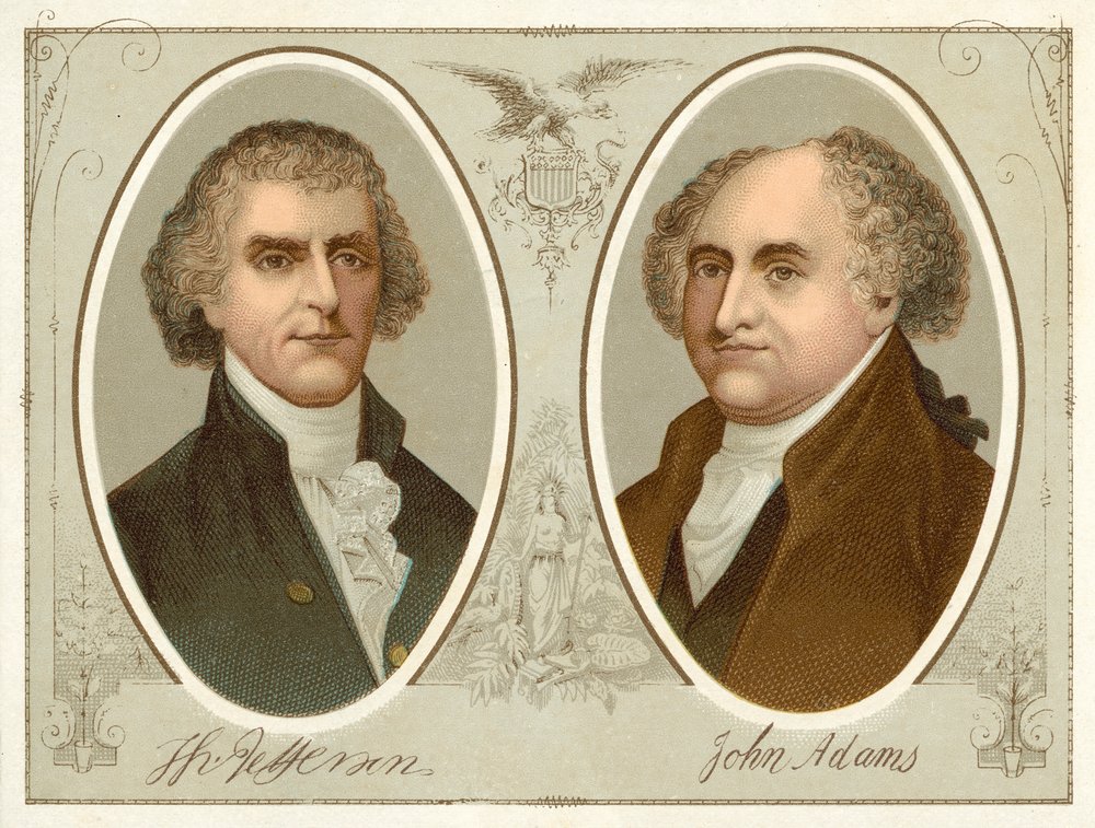 Thomas Jefferson, John Adams by American School
