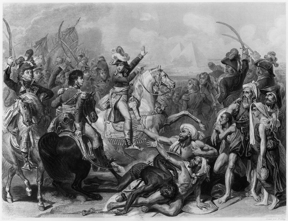 Napoleon Bonaparte at the Battle of the Pyramids, engraved by Jean ...