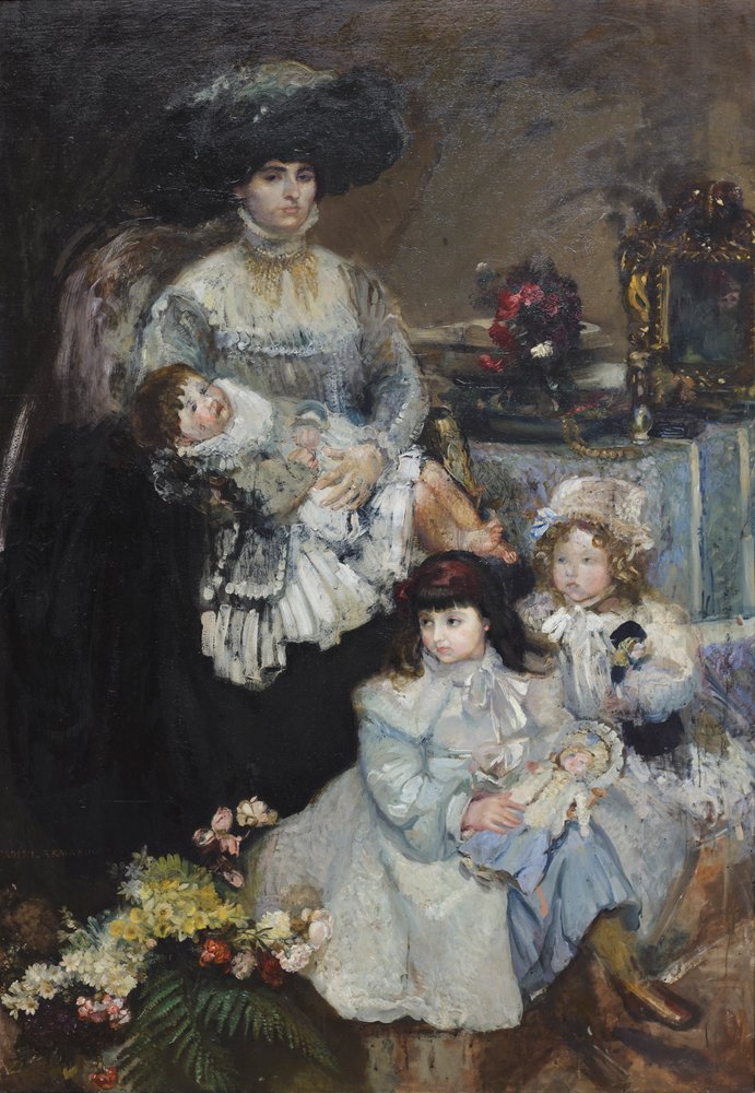 De Carolis' Wife with Her Daughters by Armando Spadini
