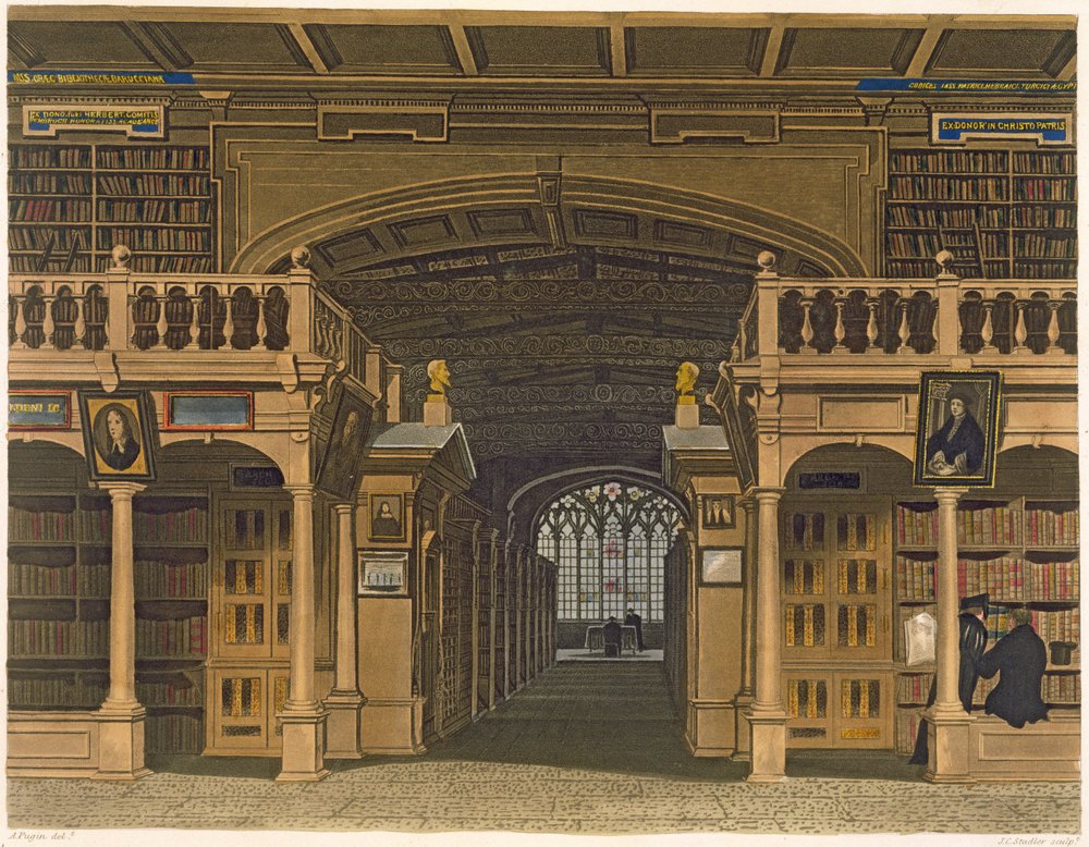 Interior of the Bodleian Library, illustration from the 'History of ...