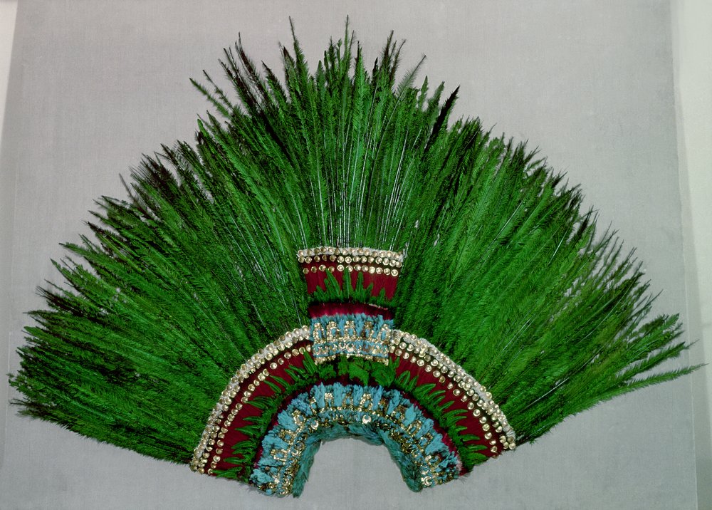 Feather headdress worn by Aztec priests representing deities
