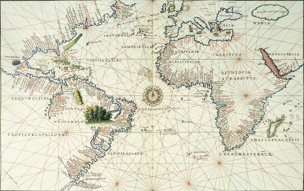 A Double-Page Map of the Atlantic Ocean, Showing the East Coast of ...