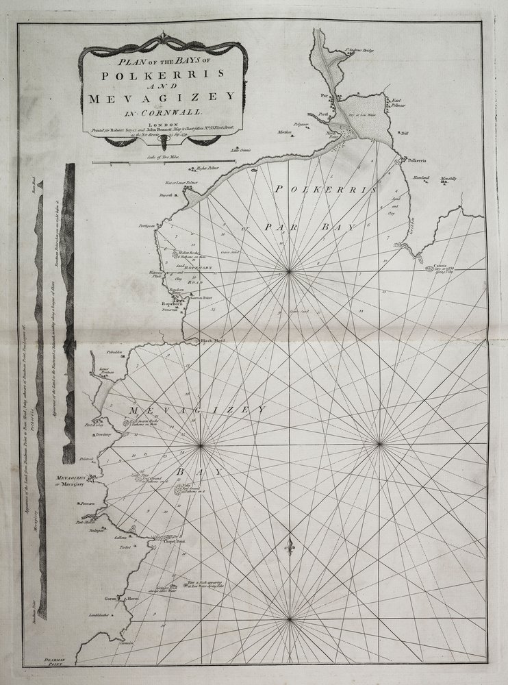 Plan of the Bays of Polkerris and Mevagissey in Cornwall