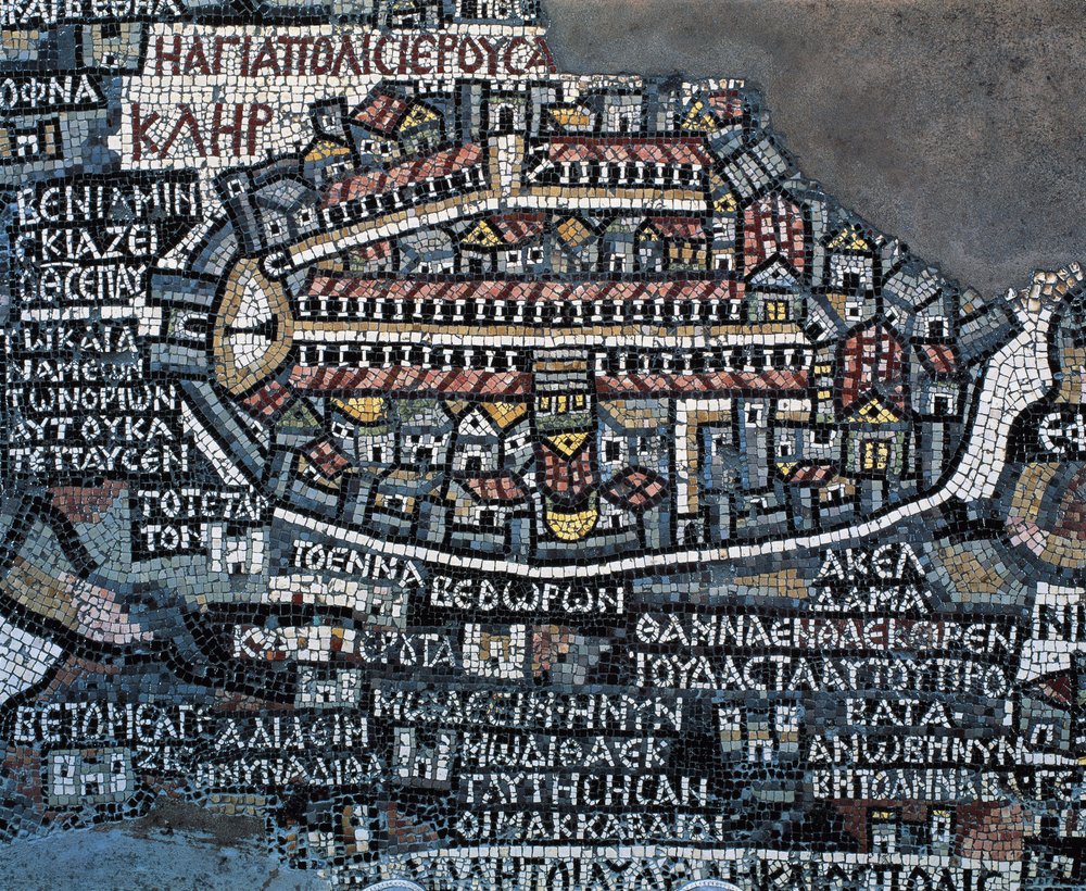Madaba mosaic map, 560, Greek Orthodox Basilica of St George, Madaba ...