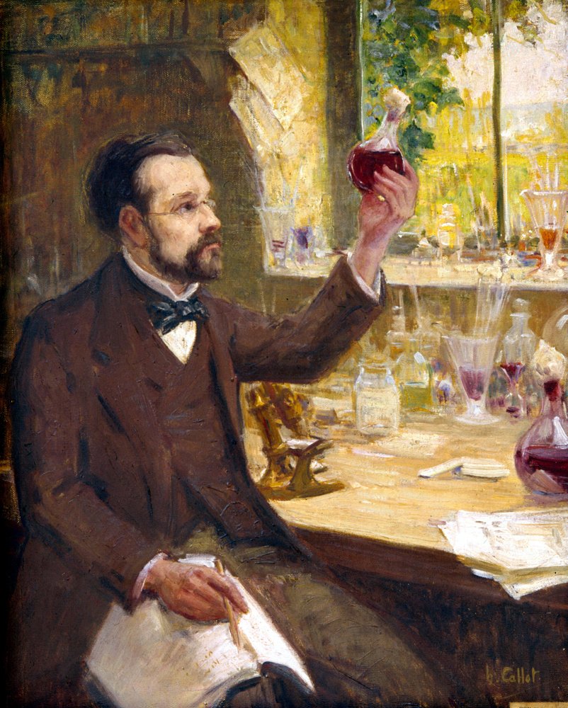 Louis Pasteur studying the fermentation of grape juice