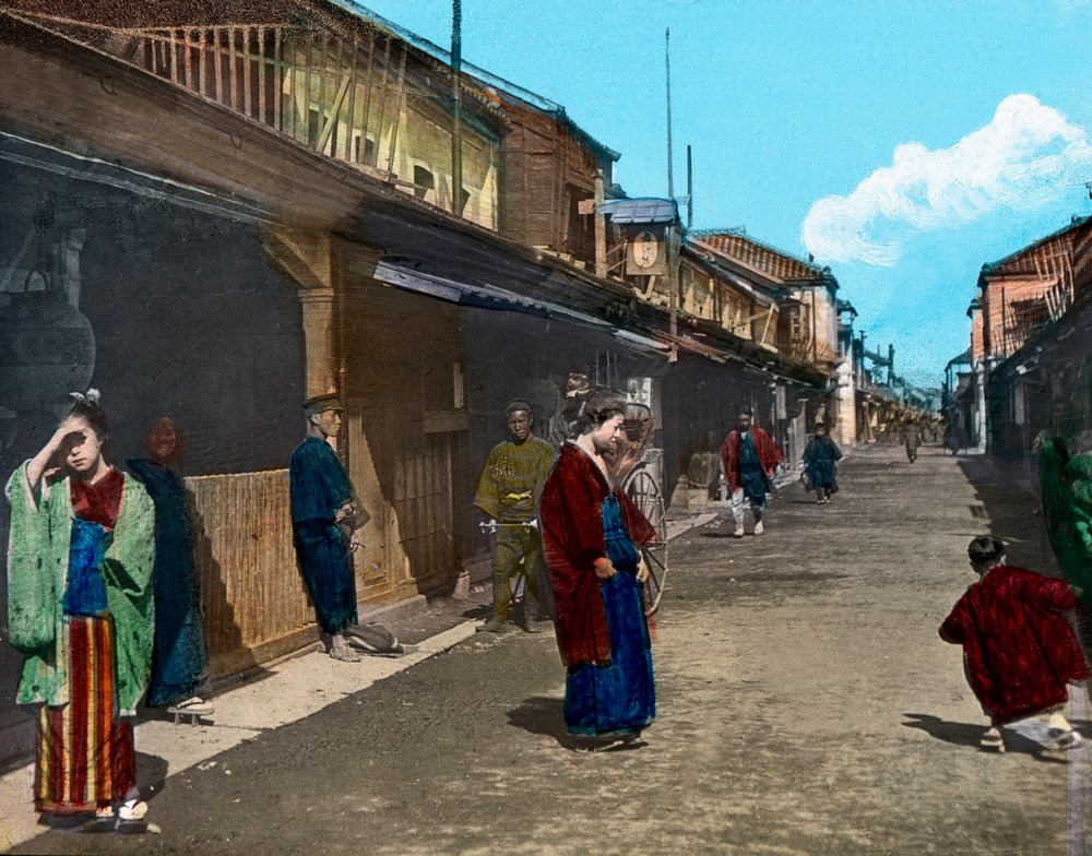Street life in Tokyo, Honshu island, Kanto region, circa 1920