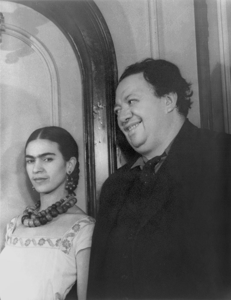Frida Kahlo and Diego Rivera during a visit to New York