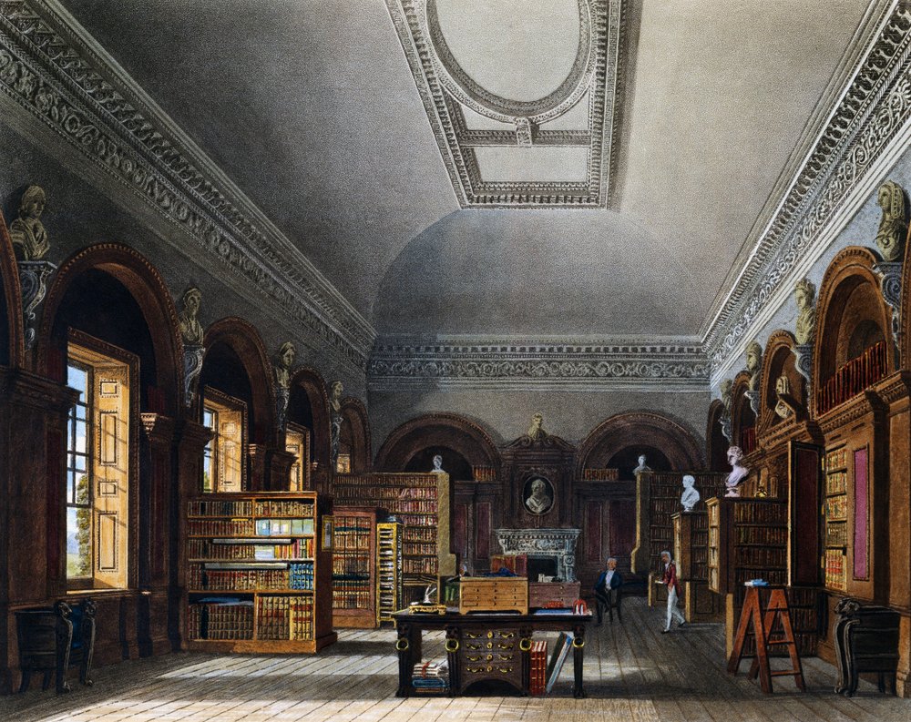 Queen's library, Engraving from The History of the Royal Residences