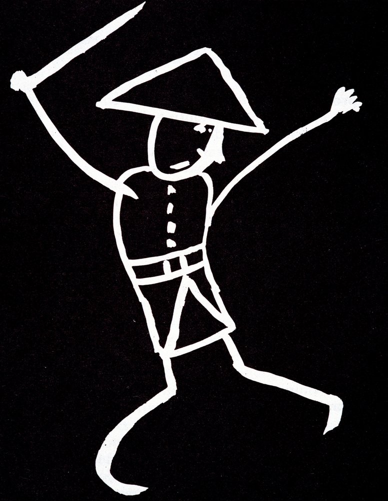 Character with hat, uniform and swinged. Anime drawing by Emile Cohl ...