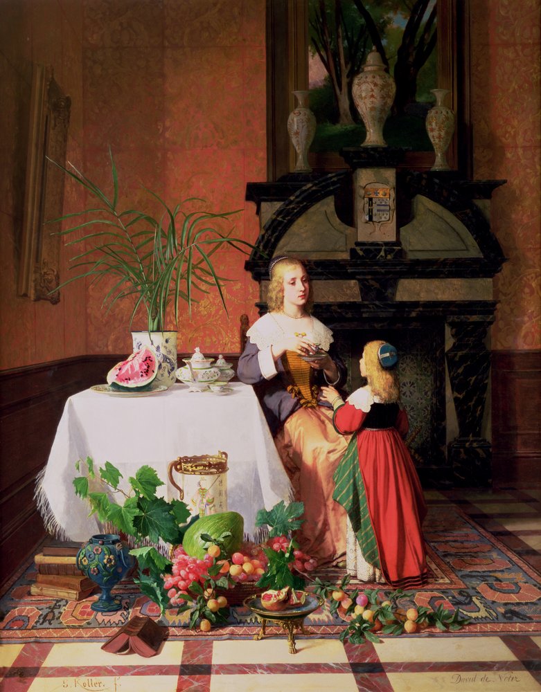 Interior with figures and fruit