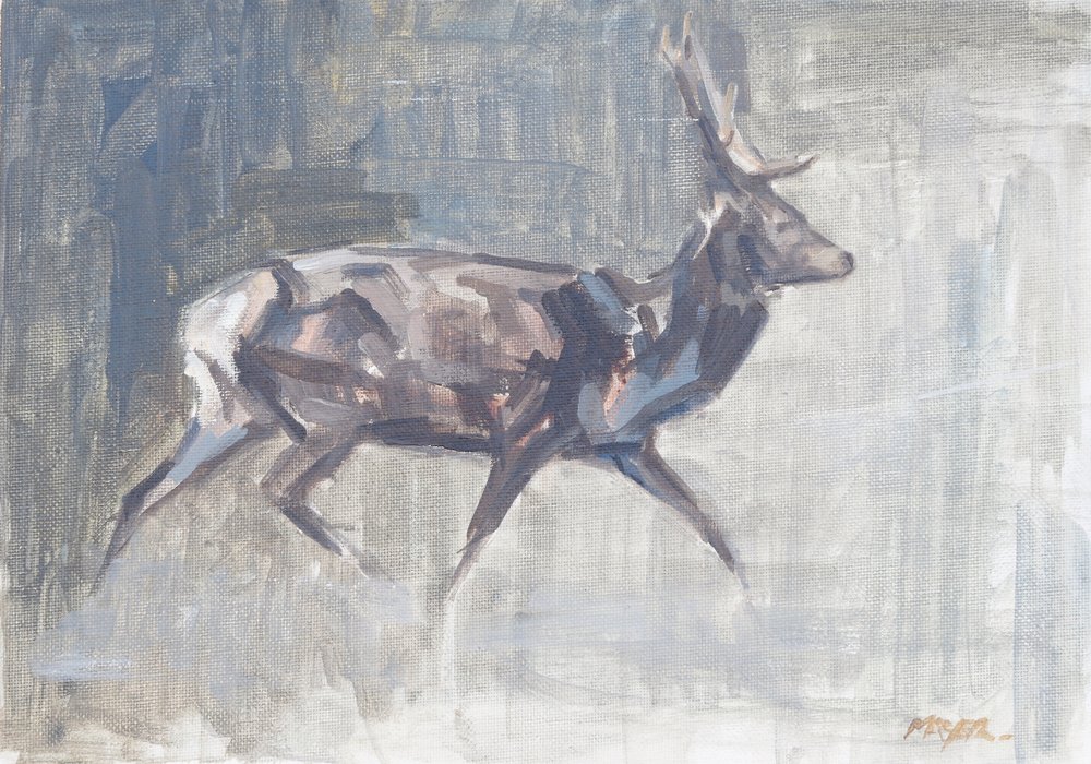 stag running drawing