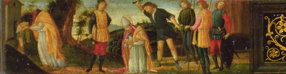 The Martyrdom of St. Denis of Paris, section of predella panel ...
