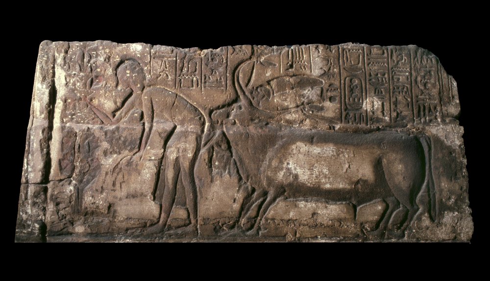 Sandstone Block Depicting Satepatenkhay Presenting a Sacrificial Bull