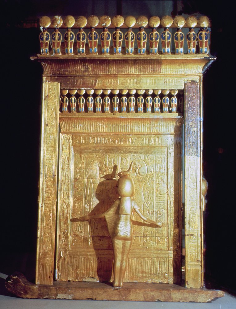 Canopic Chest in the Form of a Shrine Set on a Sledge Surrounded by the ...