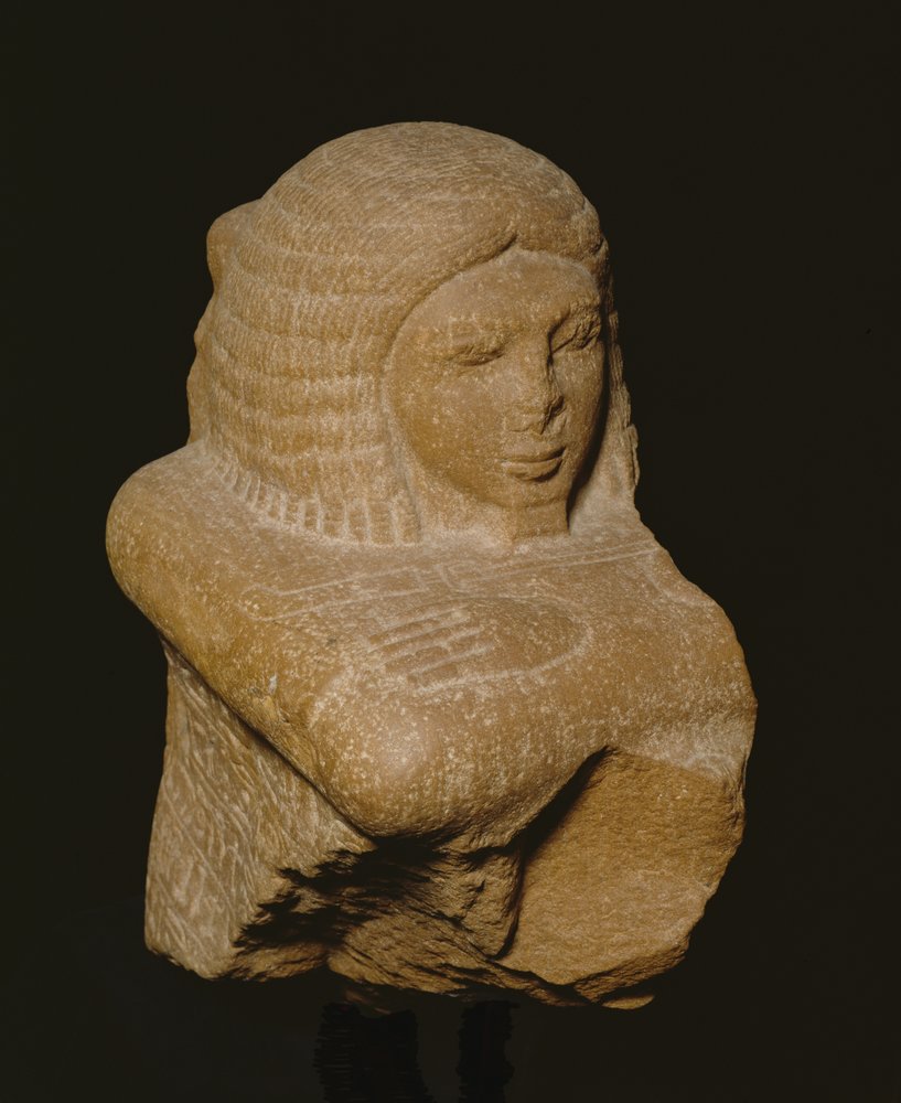 Block statue of an official by Egyptian 19th Dynasty