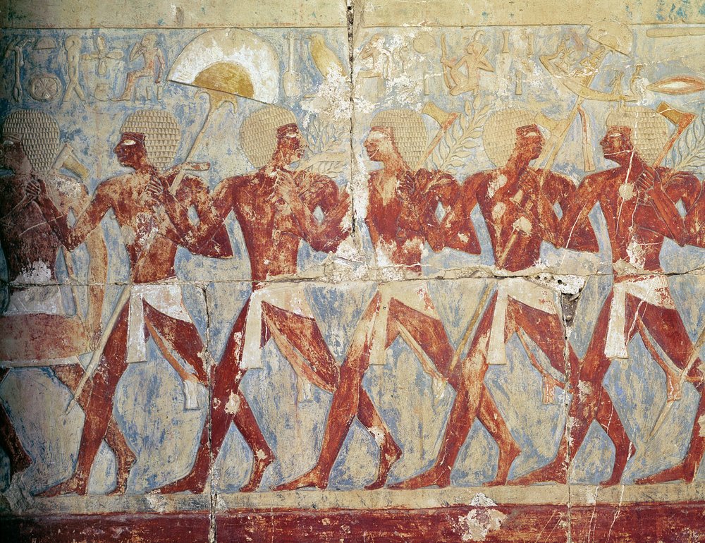 Relief depicting a parade in honour of the goddess Hathor, from the ...