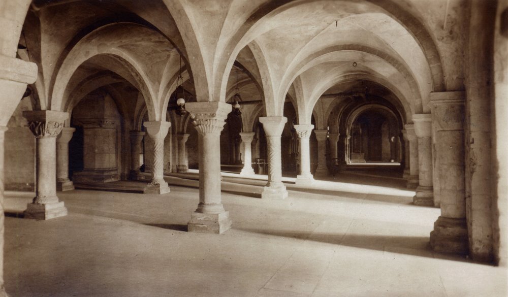 Crypt at Canterbury Cathedral, c.1920