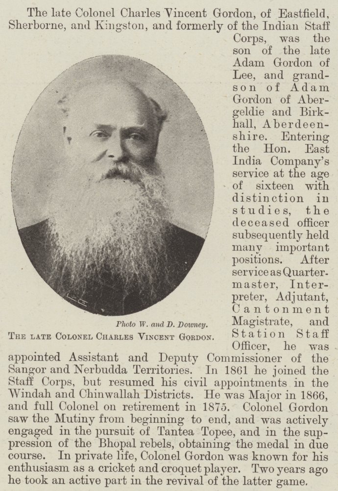 The Late Colonel Charles Vincent Gordon