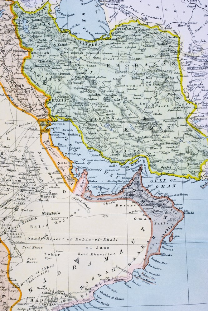 Partial Map of the Middle East Showing the Red Sea, Persian Gulf and ...
