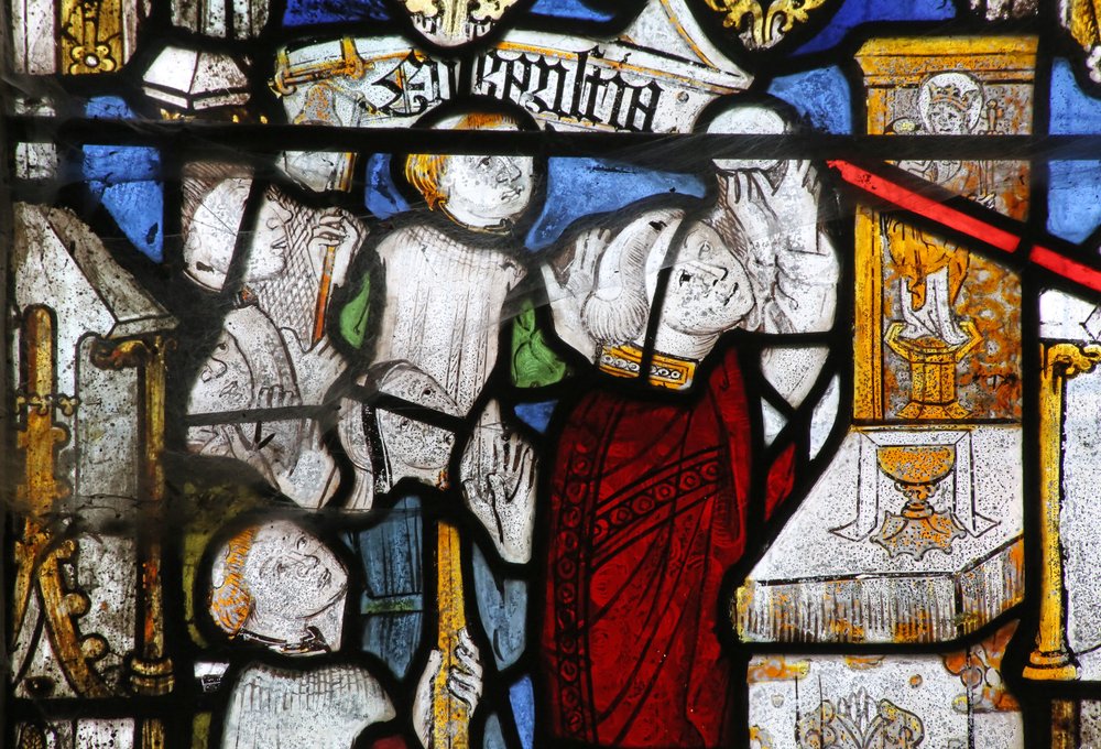 Window depicting the Seven Sacraments: the Eucharist