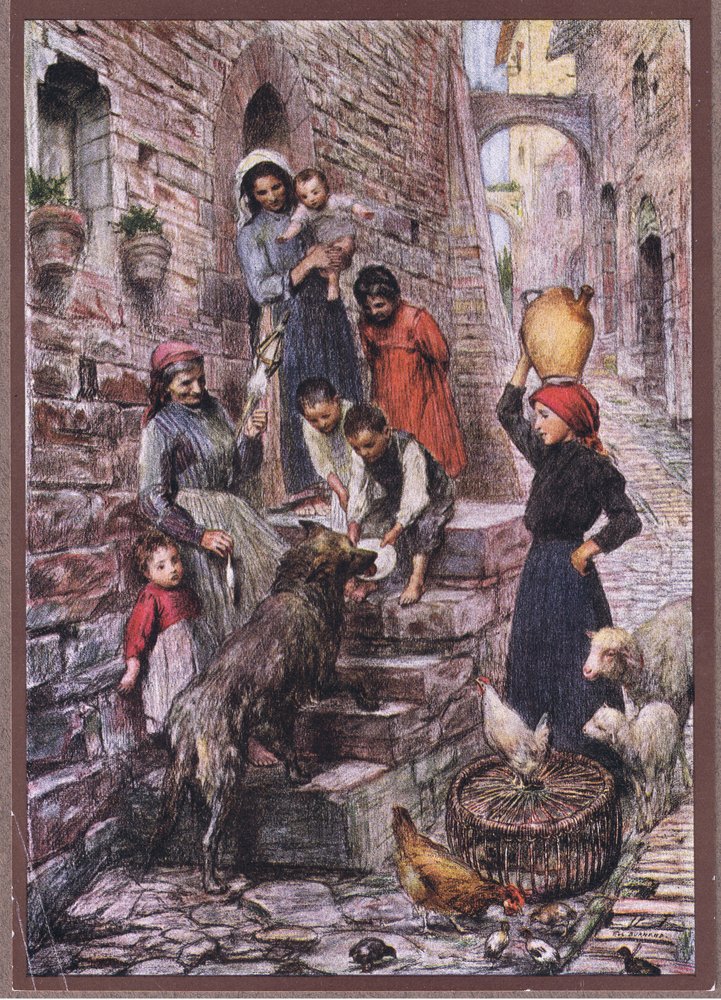 The wolf of Gubbio after his conversion by Eugene Burnand