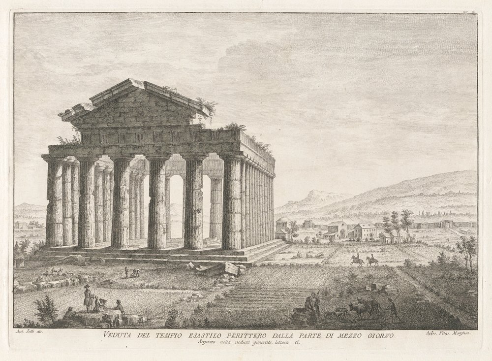 View of the Peripteral Hexastyle Temple from the South, from ...