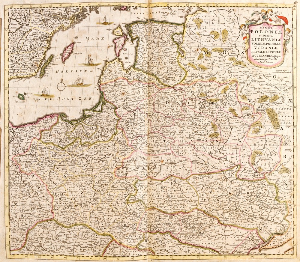Map of the Kingdom of Poland, Duchies of Lithuania and Livonia (Latvia ...