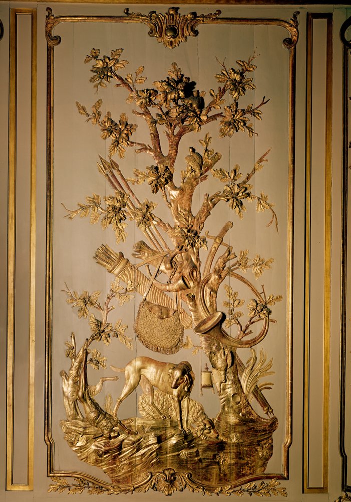 Hunting scene, wood panelling originally from the dining room of the ...