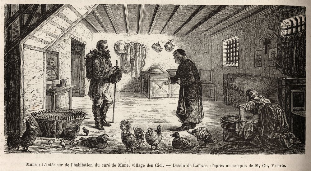 The interior of the house of the cure of Mune, village of Les Cici ...