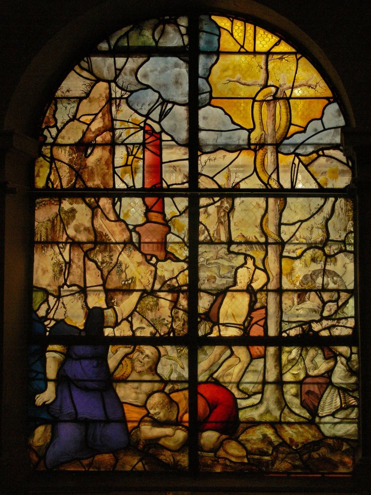 Window Charnier-5 depicting Moses and the brazen serpent