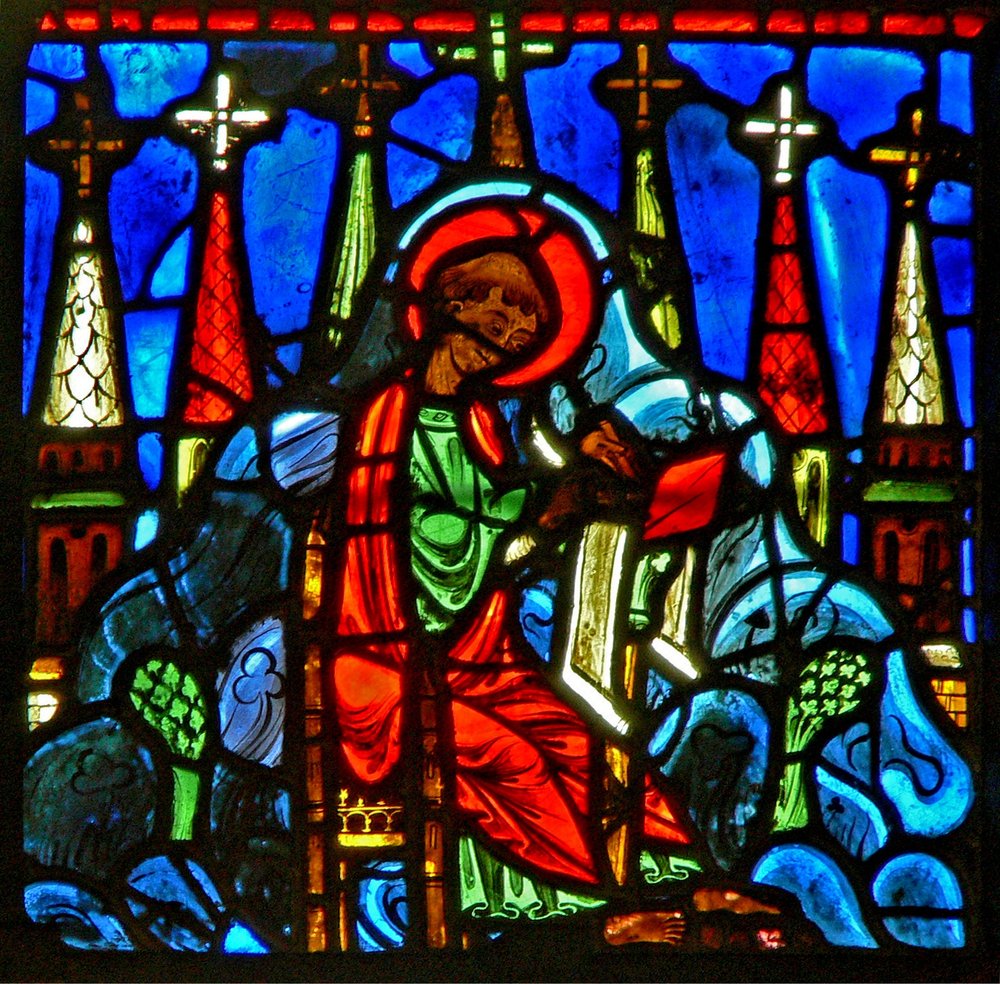 Window depicting St John on Patmos writing to the Seven Churches of Asia