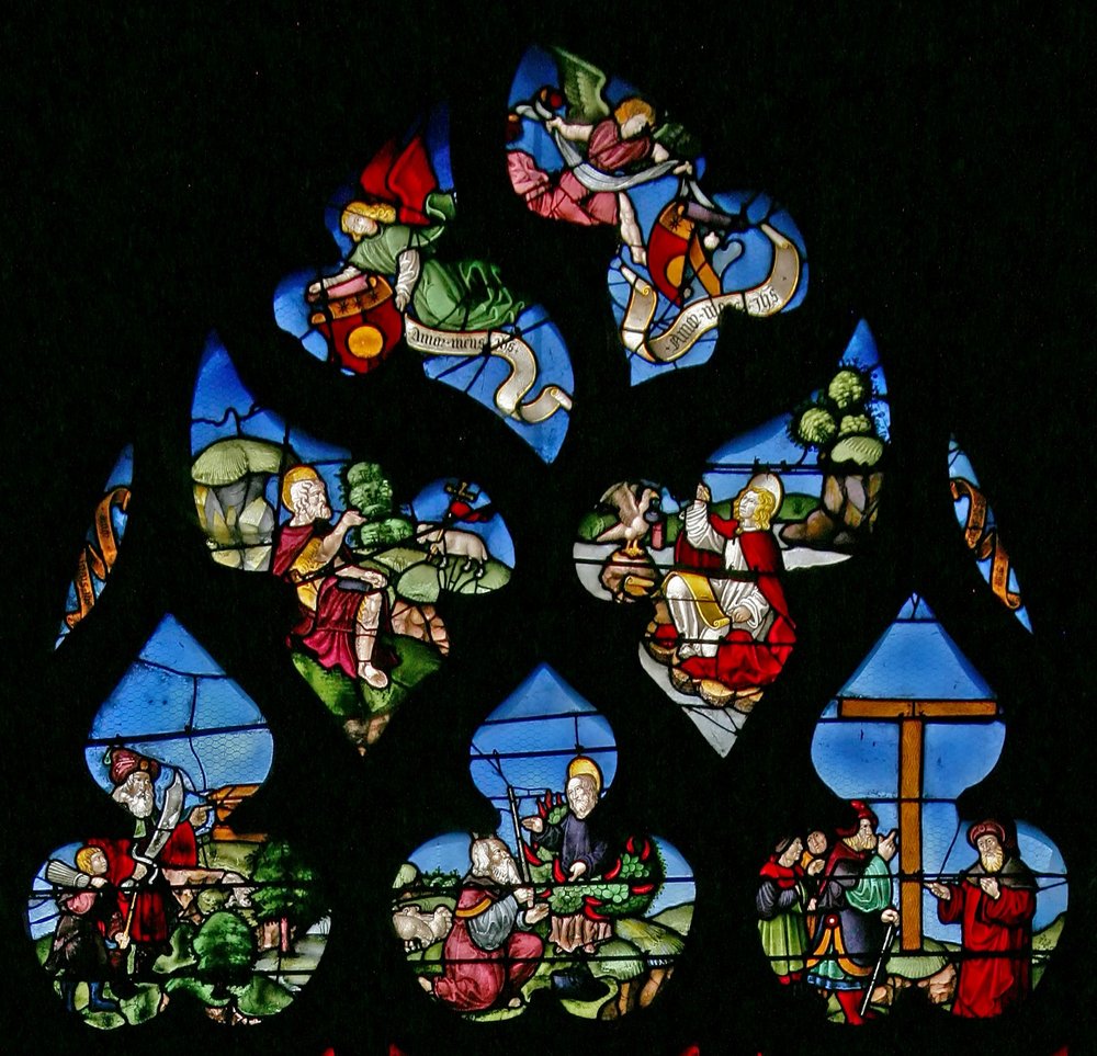 Window depicting St John the Baptist, St John the Evangelist, Abraham ...