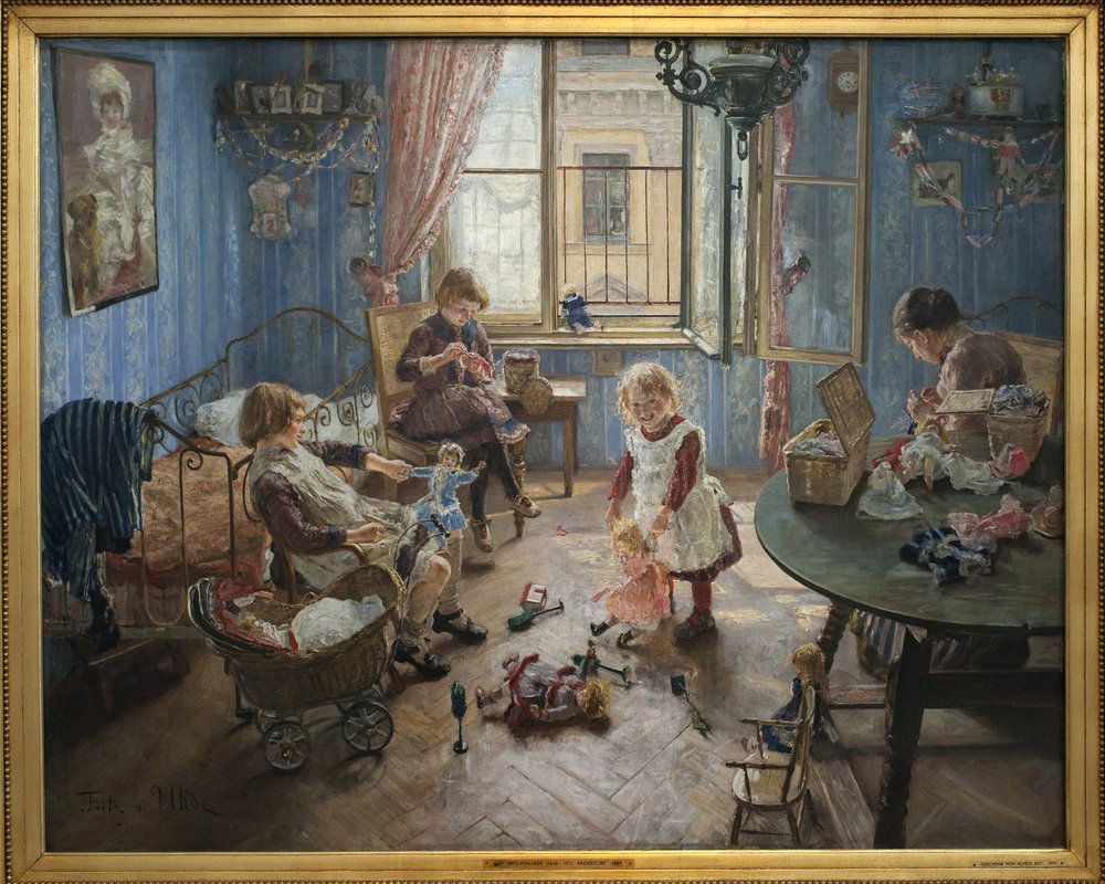 Kindergarten. Painting by Fritz von Uhde (1848-1911)