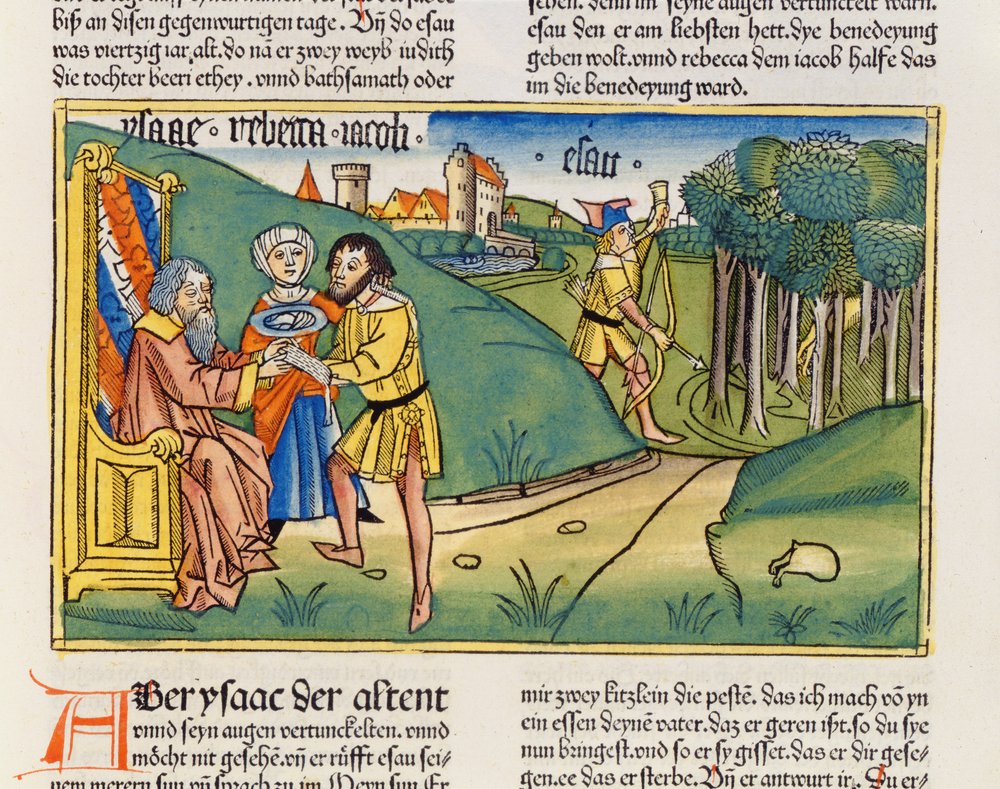 Genesis 27:6-29 Jacob Gets Isaac's Blessing, from the Nuremberg Bible