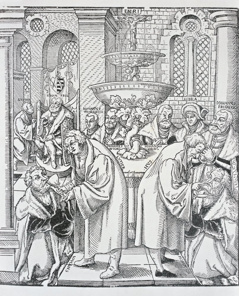 Reformers Martin Luther and Jan Hus Administering Communion