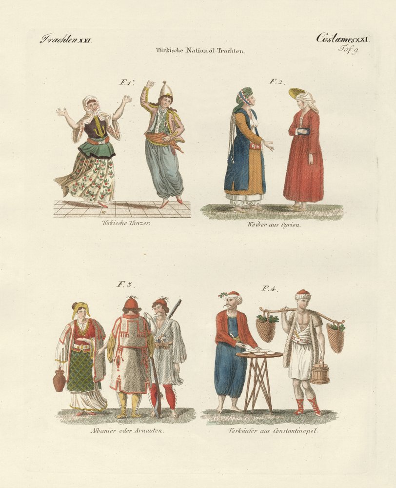 Turkish National Costumes by German School: Fine art print