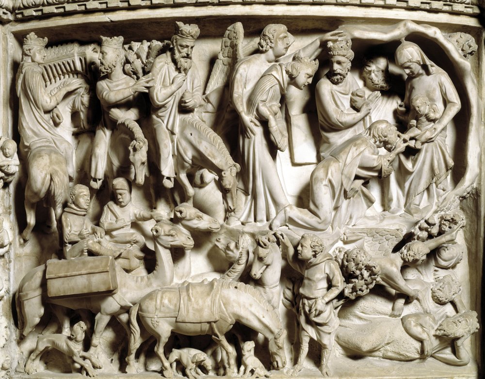 Detail of the reliefs of the Chair by Giovanni Pisano: the voyage and ...