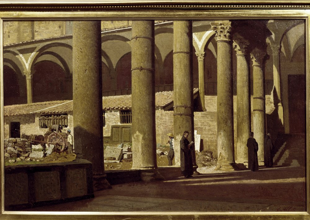 The Cloister of the Holy Cross by Giuseppe Abbati