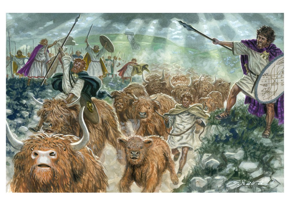 The Cattle Raid of Cooley by Giuseppe Rava: Fine art print