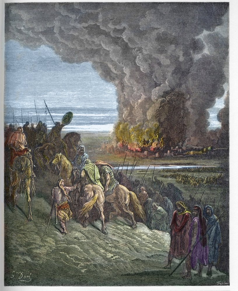 Joshua burns the town of Ai - The conquest of the city of Ai by Joshua ...