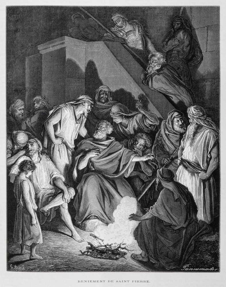 Saint Peter Denying Christ (Illustration from the Dore Bible)