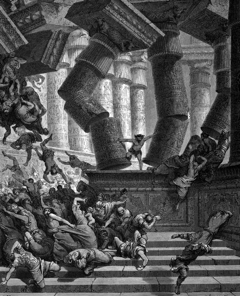 Samson Bringing Down the Temple of Dagon by Gustave Dore