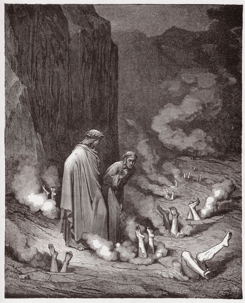 The Divine Comedy, Inferno, Canto 19: Dante rebukes Pope Nicholas III ...