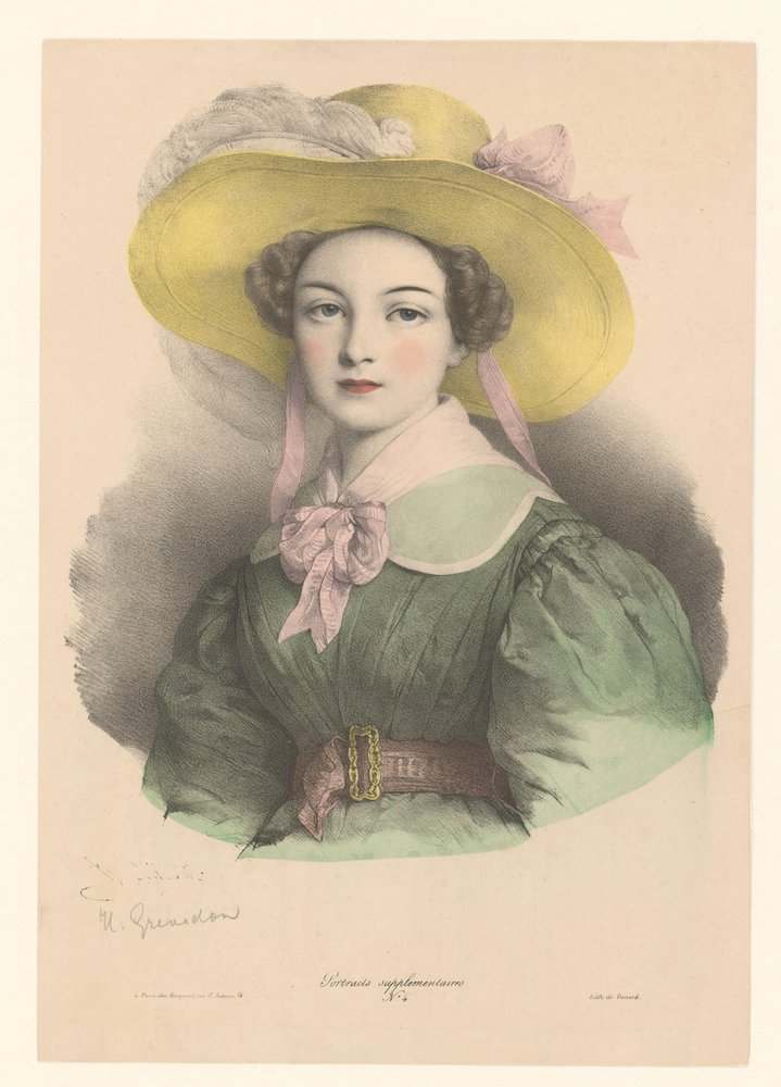 Portrait of a Young Woman with Hat with Feather and Bow (Portraits ...