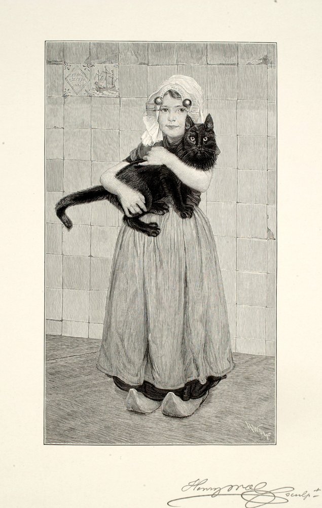 Girl with Cat by Henry Wolf: High-quality fine art print