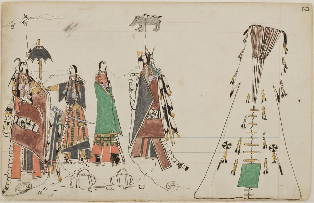 Howling Wolf and Feathered Bear Are Courting Two Girls at the Spring ...